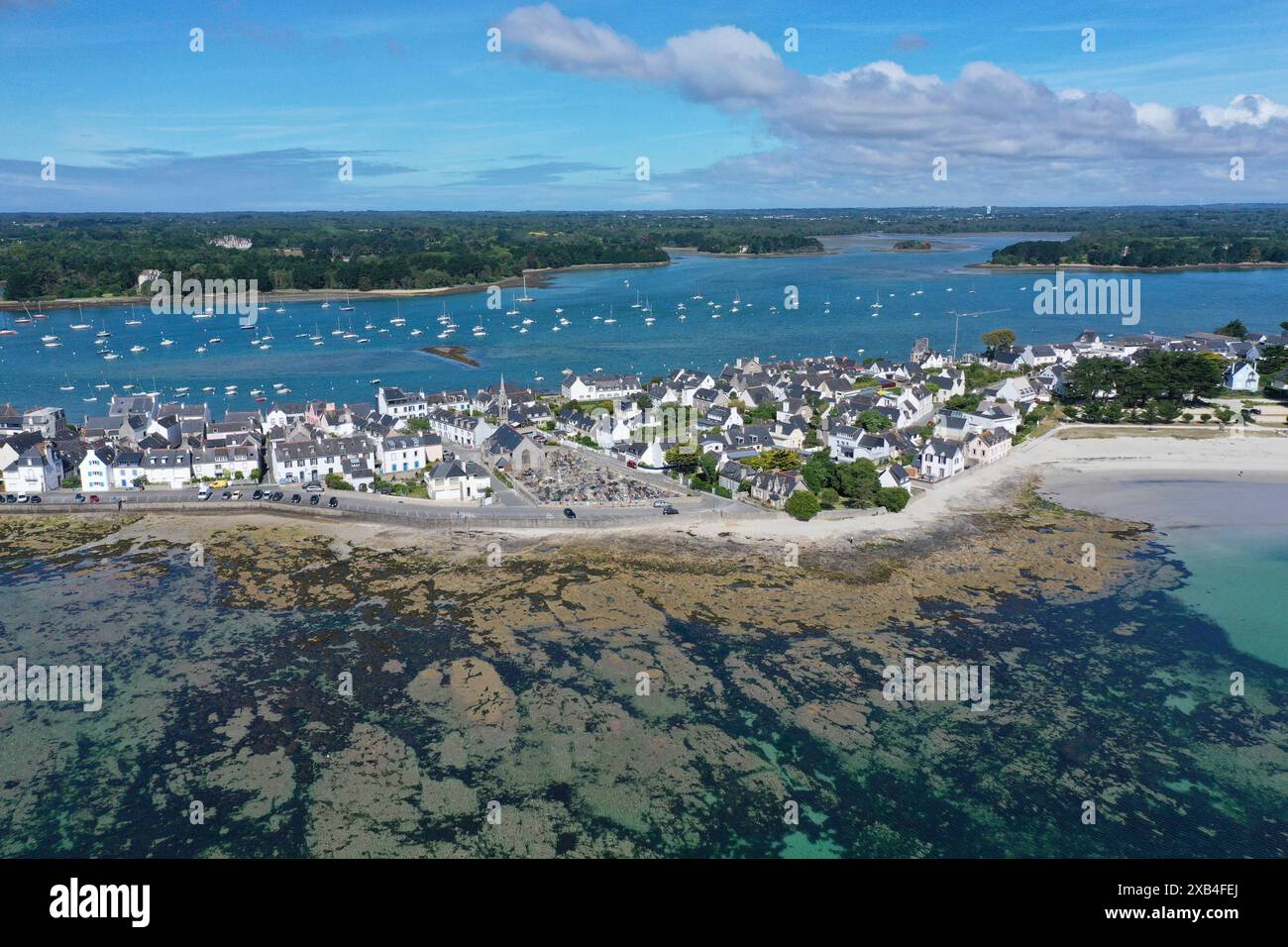 Luftbild Halbinsel Ile-Tudy, Departement Finistere Penn ar Bed, Region Bretagne Breizh ...