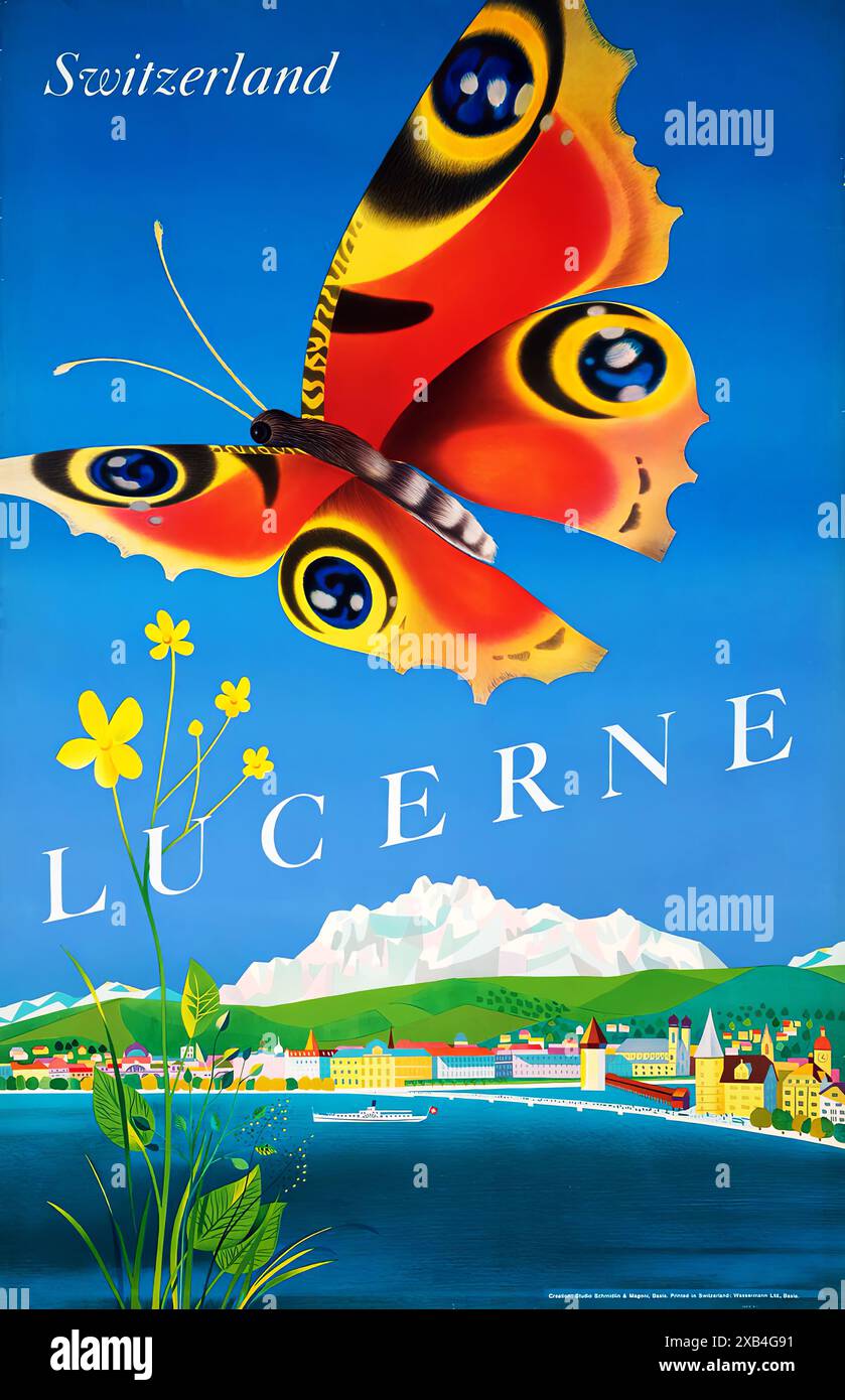 Vintage lucerne switzerland travel poster hi-res stock photography and ...
