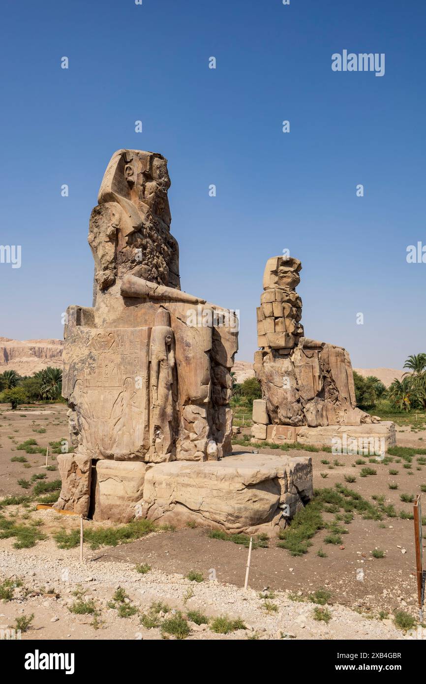 Colossi of Memnon, two massive stone statues near Luxor, Egypt, North ...