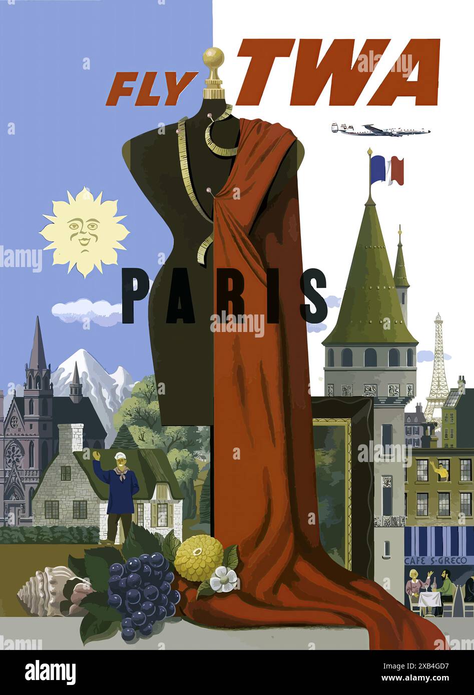 Paris - Vintage Travel Poster Stock Photo - Alamy