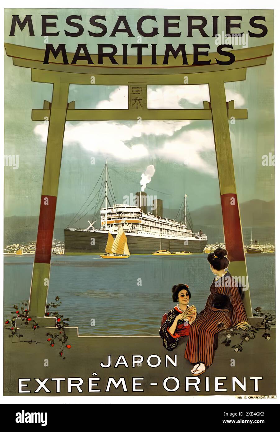 Messageries Maritimes, Japon Extrême-Orient. - Vintage Travel Poster ...
