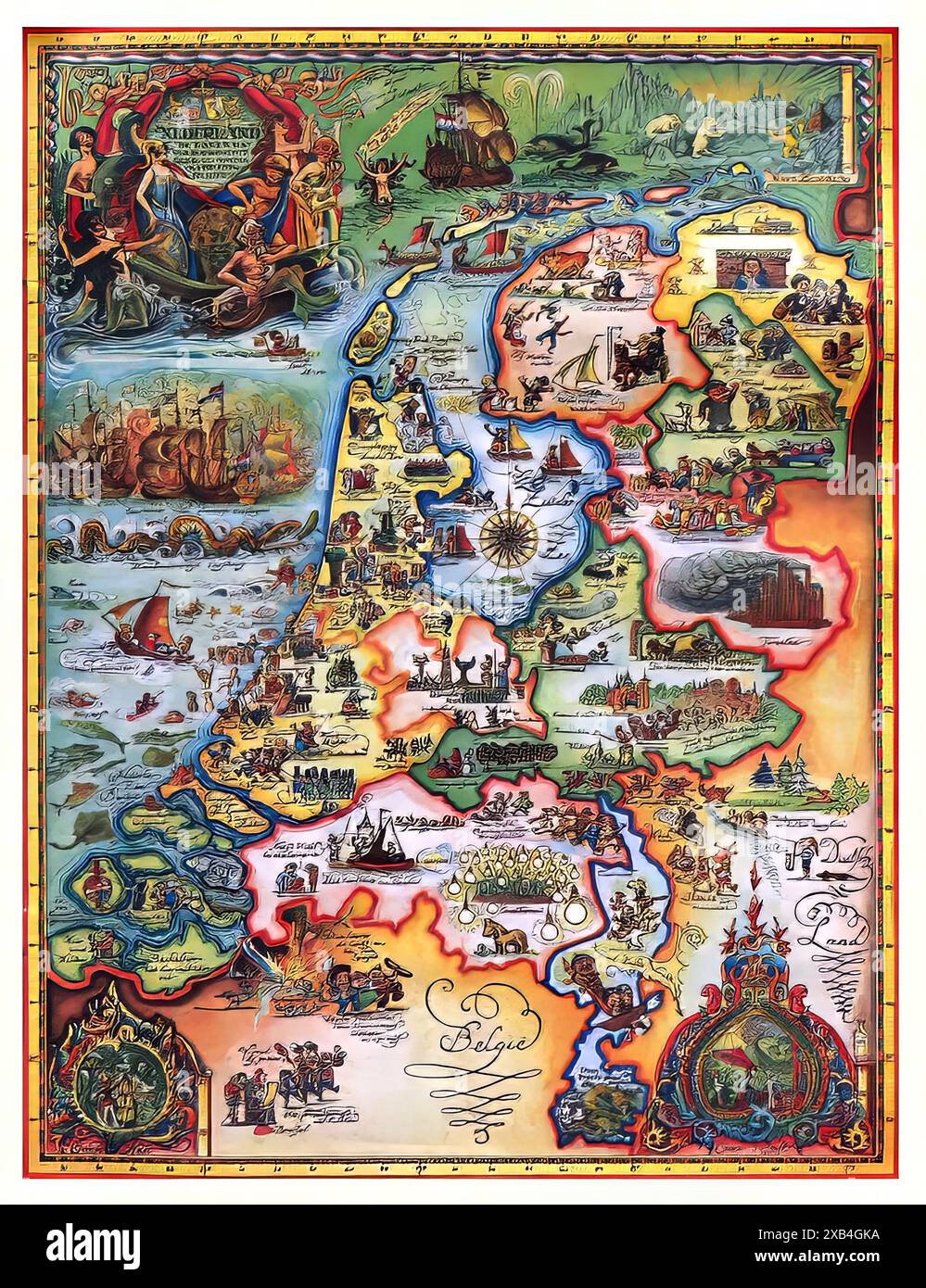 Kaart Nederland - Vintage Travel Poster Stock Photo - Alamy