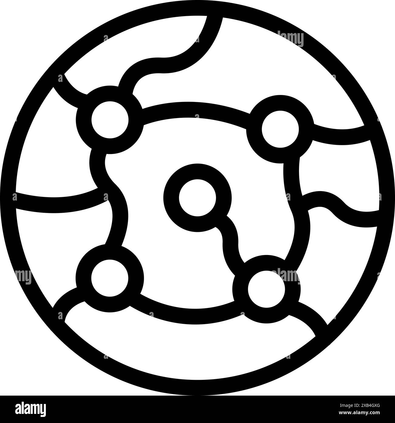 Line art icon of a global network connecting different locations around ...