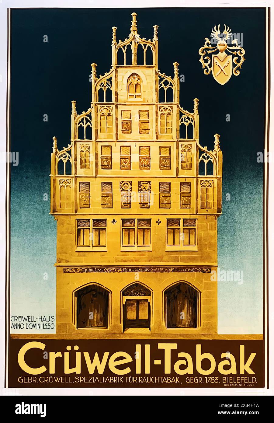 Crüwell-Tabak, Bielefeld, Germany, 1928. - Vintage Travel Poster Stock ...