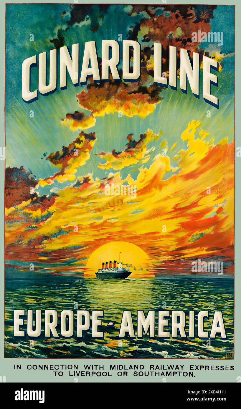 Cunard Line, Europe-America (AQUITANIA), c. 1920 - Vintage Travel ...