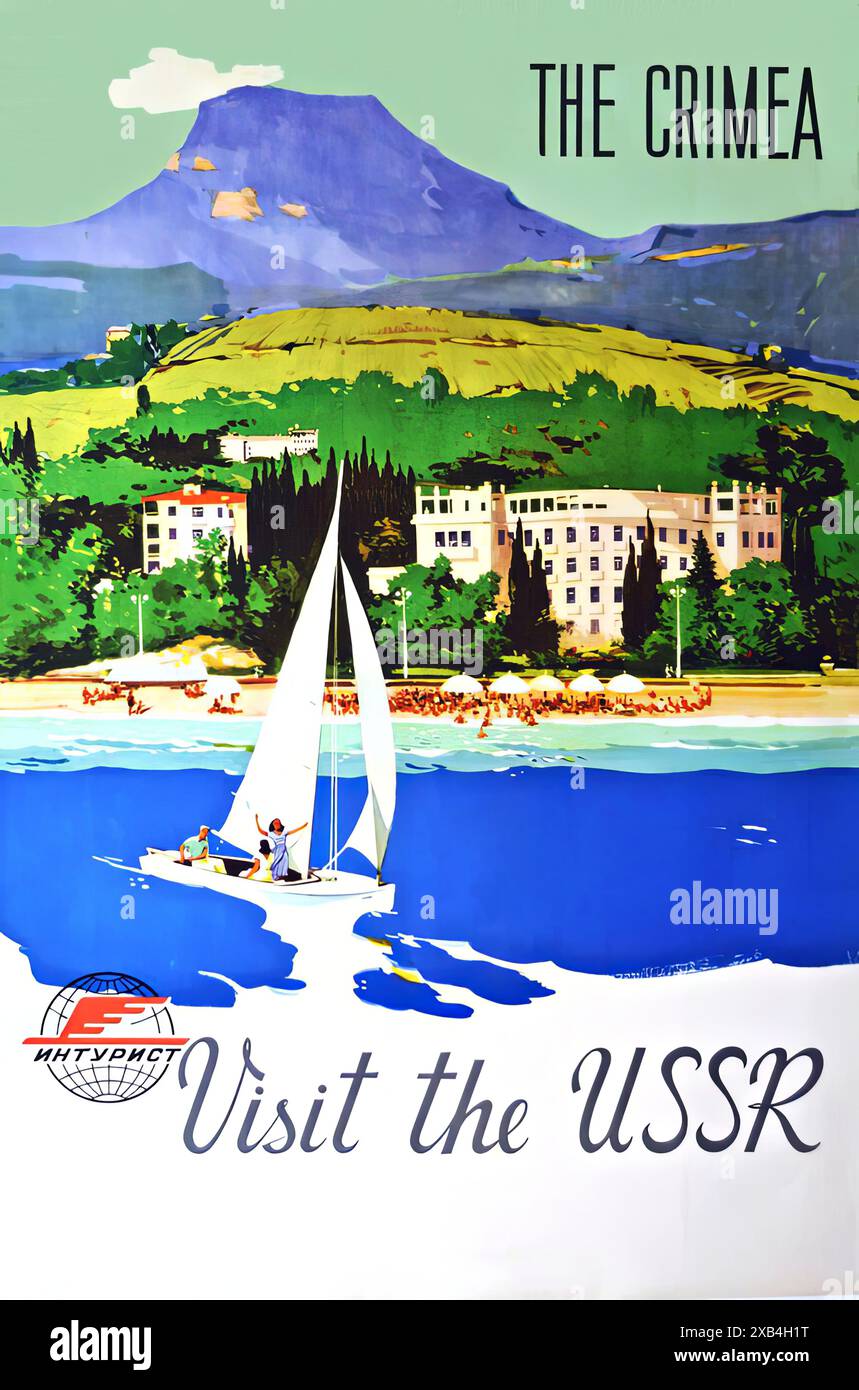 Crimea-Visit the USSR-1965 - Vintage Travel Poster Stock Photo - Alamy