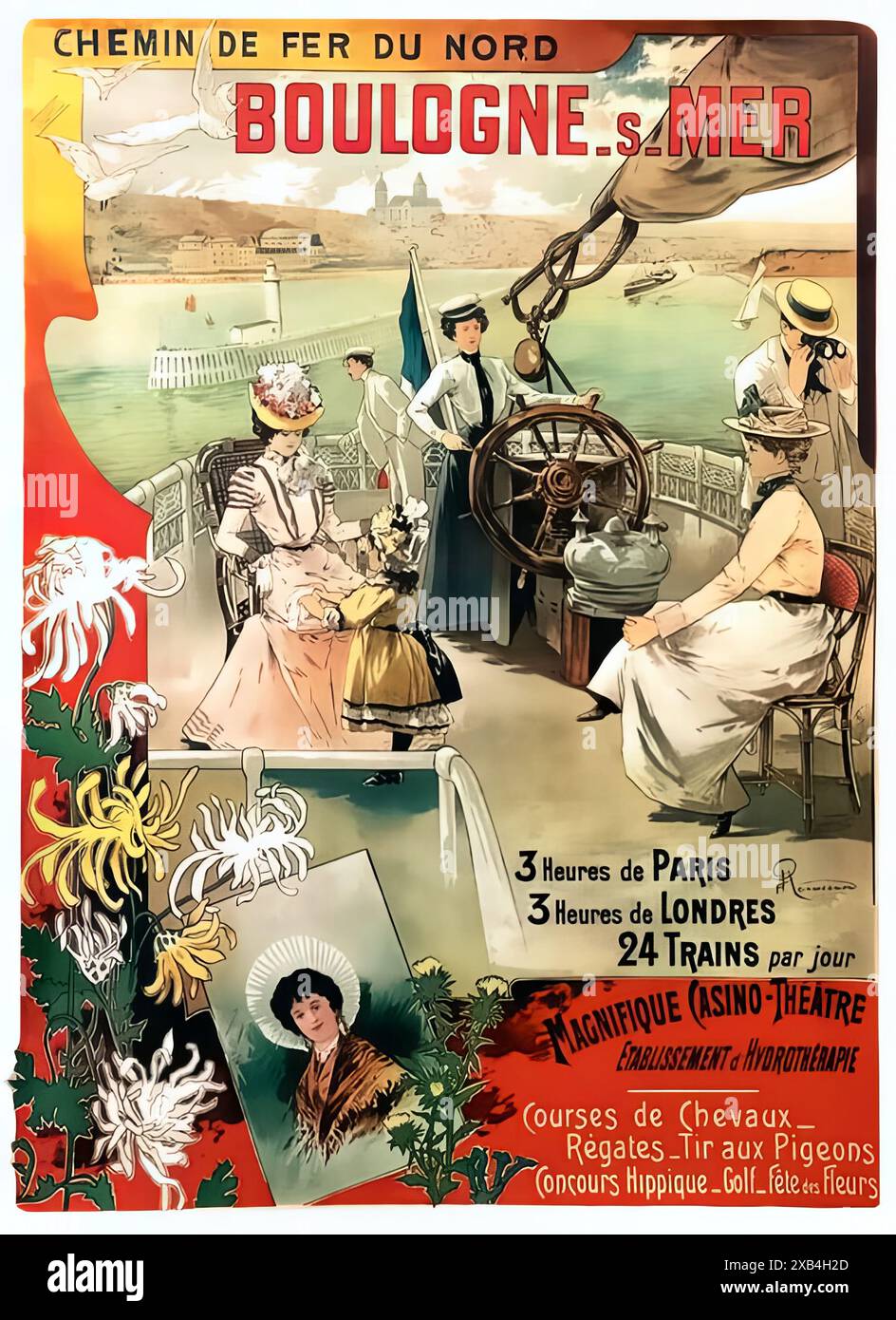 Chemin de Fer du Nord, Boulogne-sur-Mer - Vintage Travel Poster Stock ...