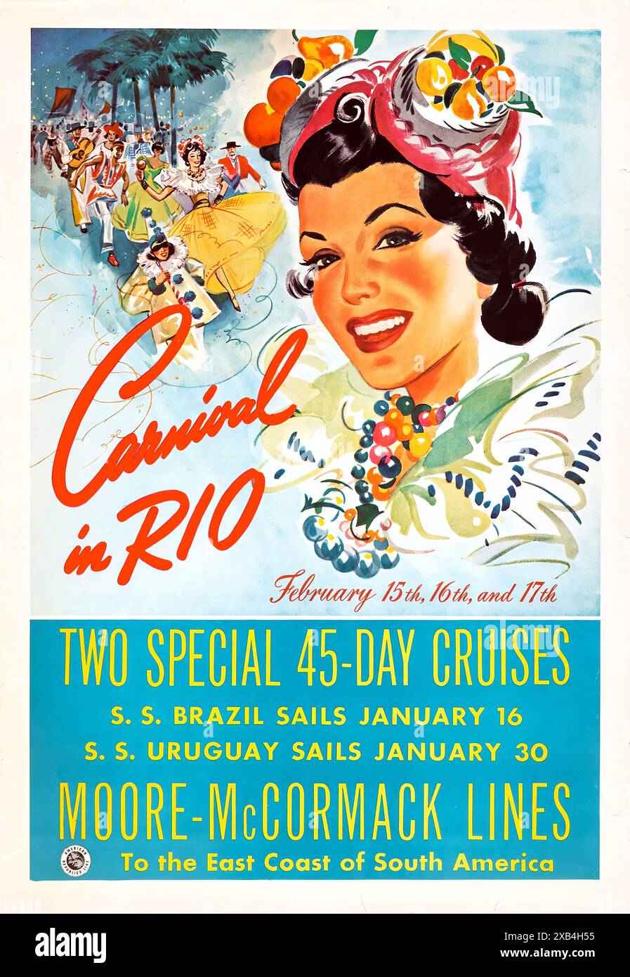 Carnival in Rio, Moore-McCormack Lines, c. 1940s - Vintage Travel ...