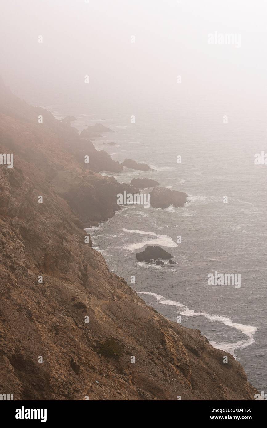 Fog shrouded coast of Point Reyes National Seashore in California Stock ...