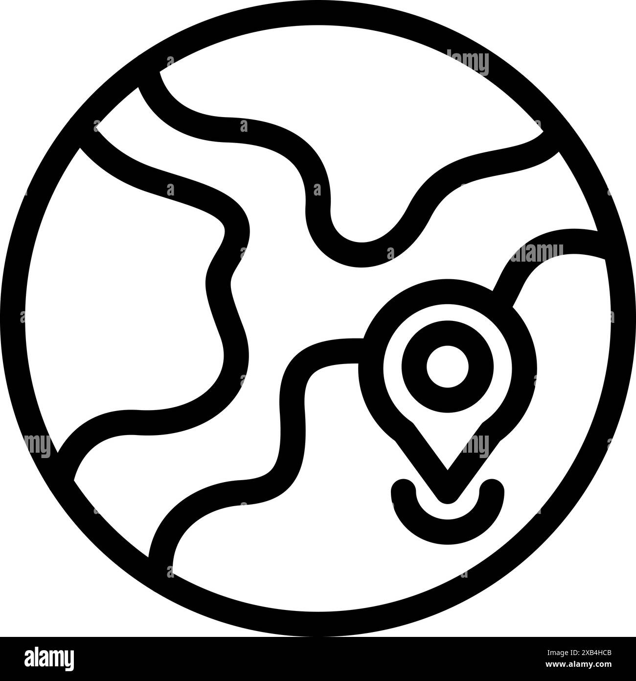 Simple and minimalist icon of a location pin on a world map, ideal for ...