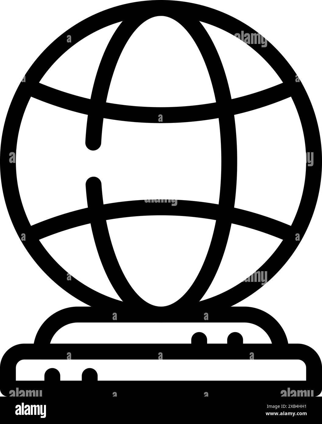 Simple line art illustration of a world globe standing on a platform ...