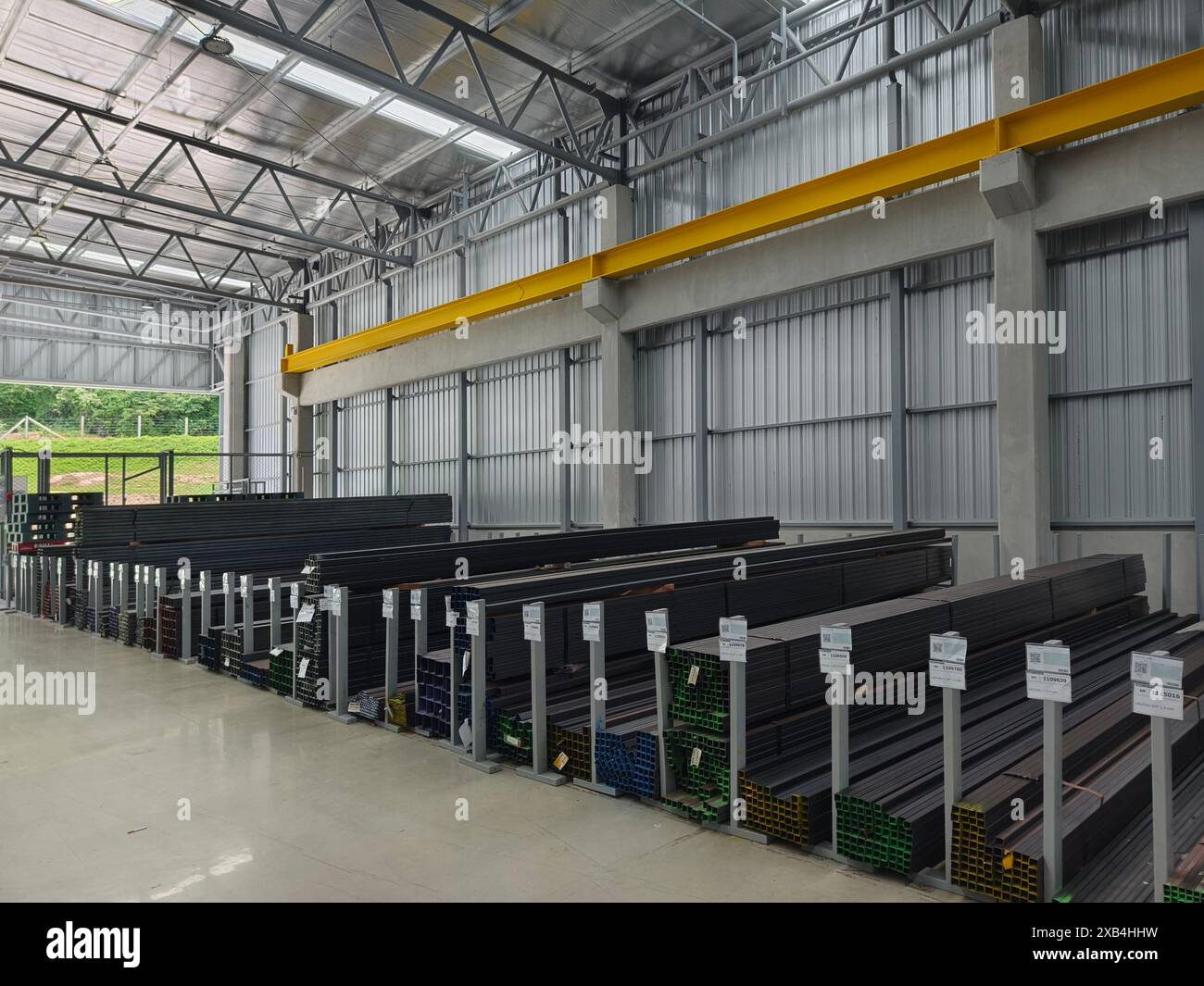 A big warehouse packed with numerous metallic nets and profile Stock ...