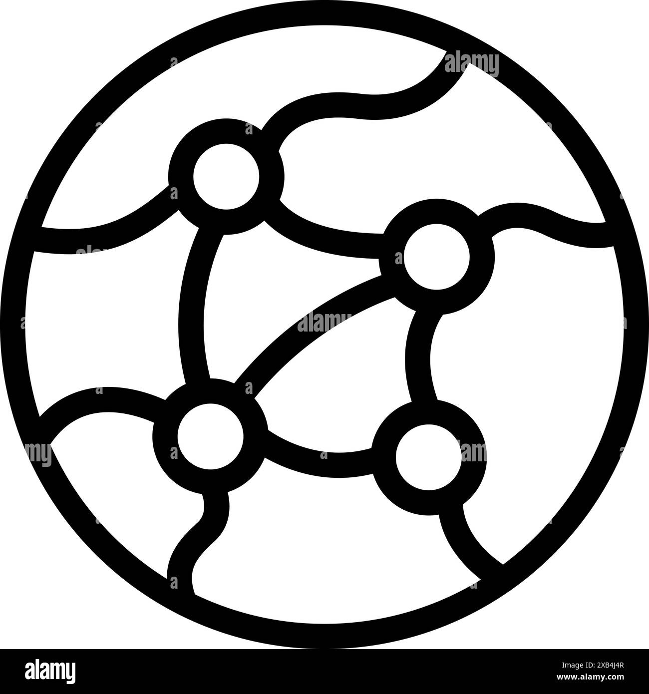 Simple line art icon of a global network connecting points on earth showing international ...