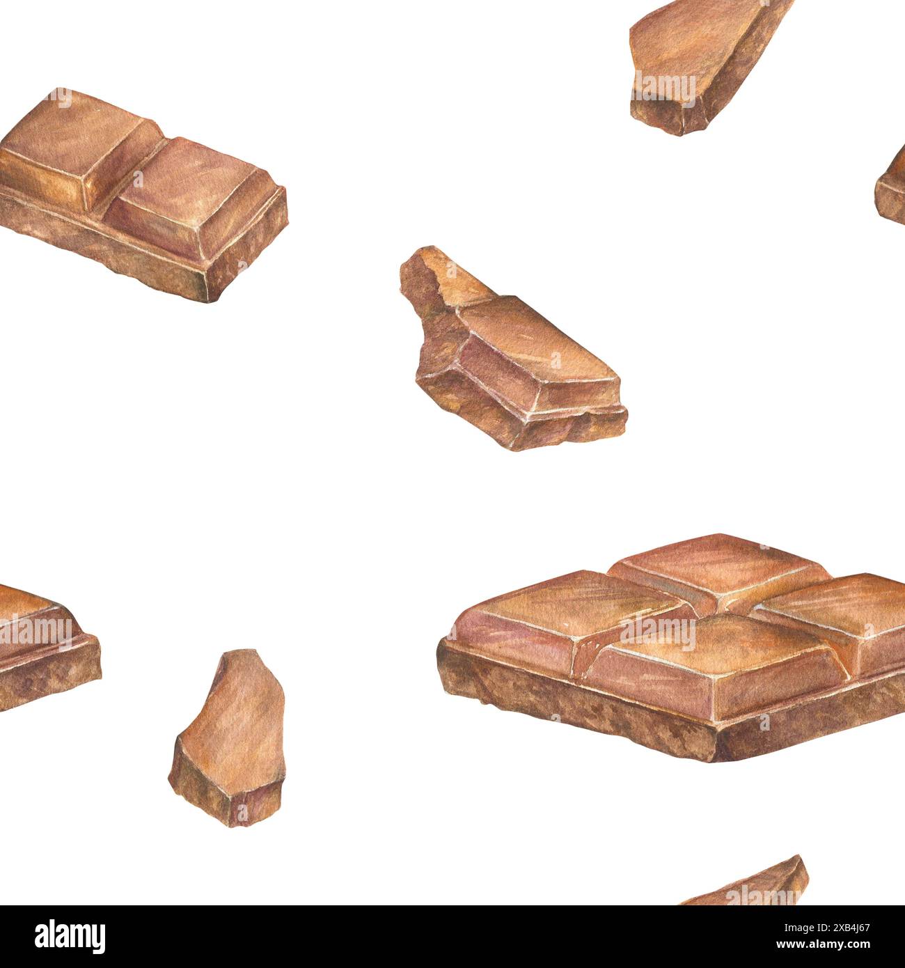 Seamless pattern with chocolate watercolor illustration, hand drawn ...