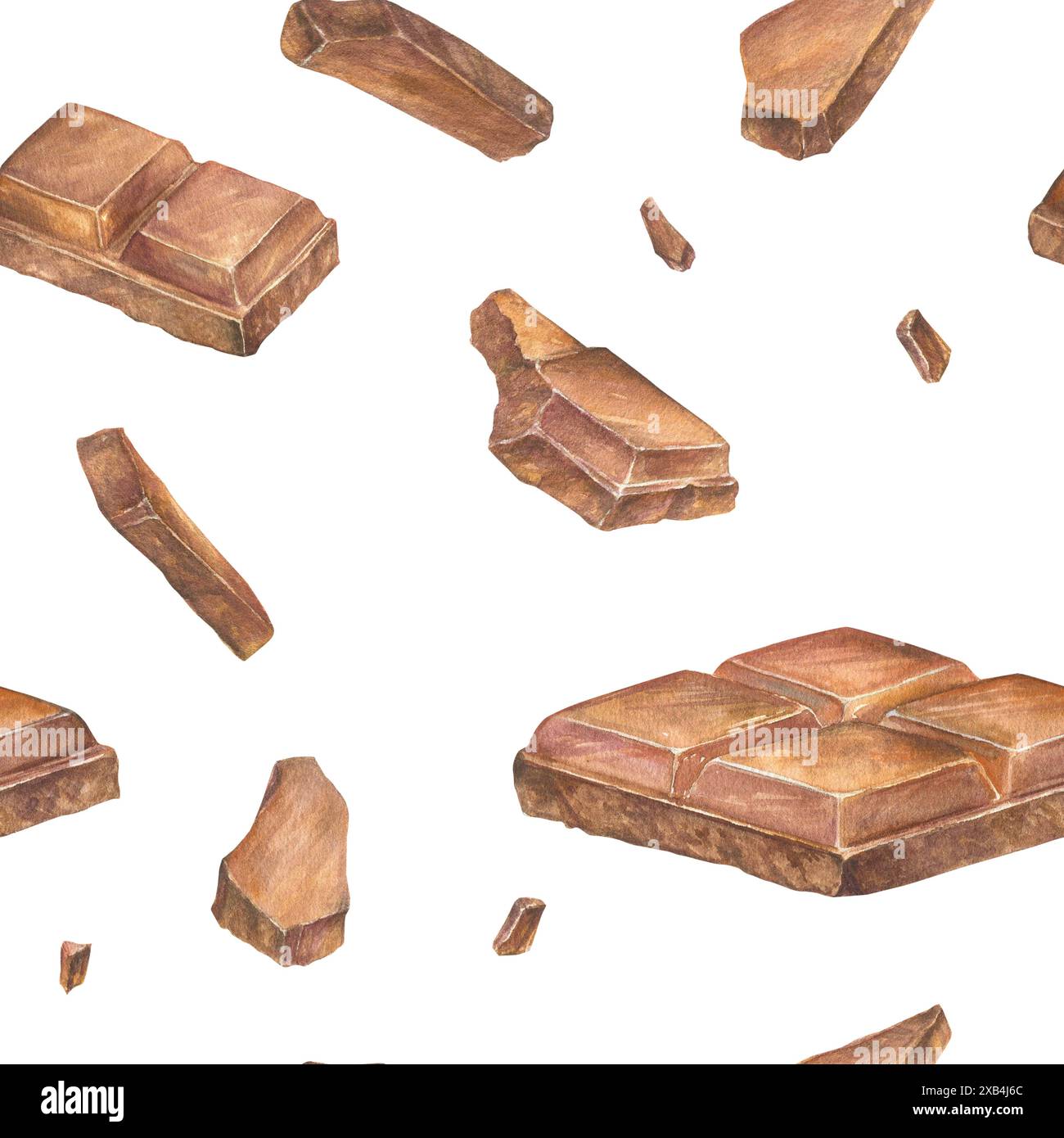 Seamless pattern with chocolate watercolor illustration, hand drawn ...