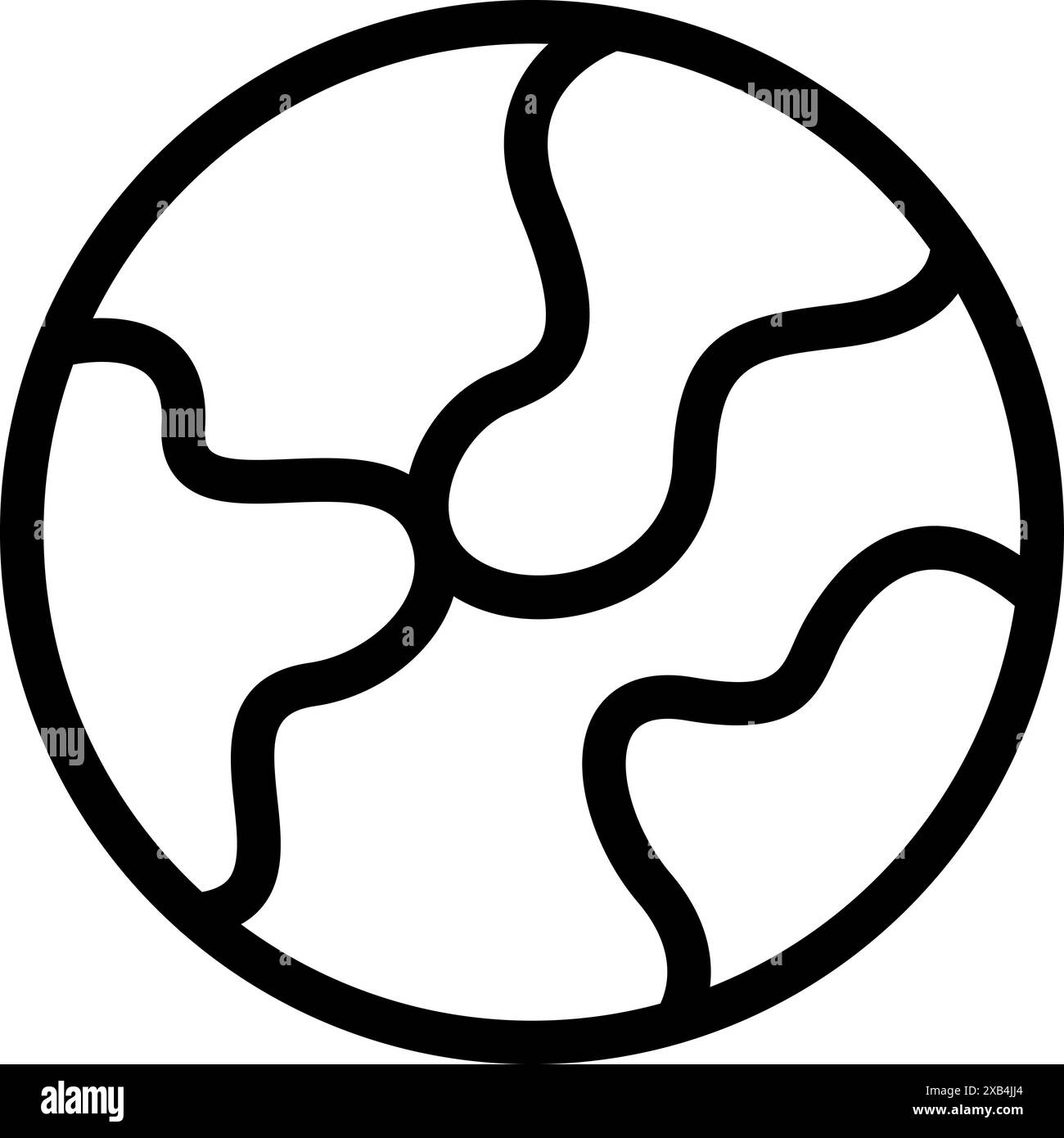 Simple black and white line art icon of planet earth showing continents ...