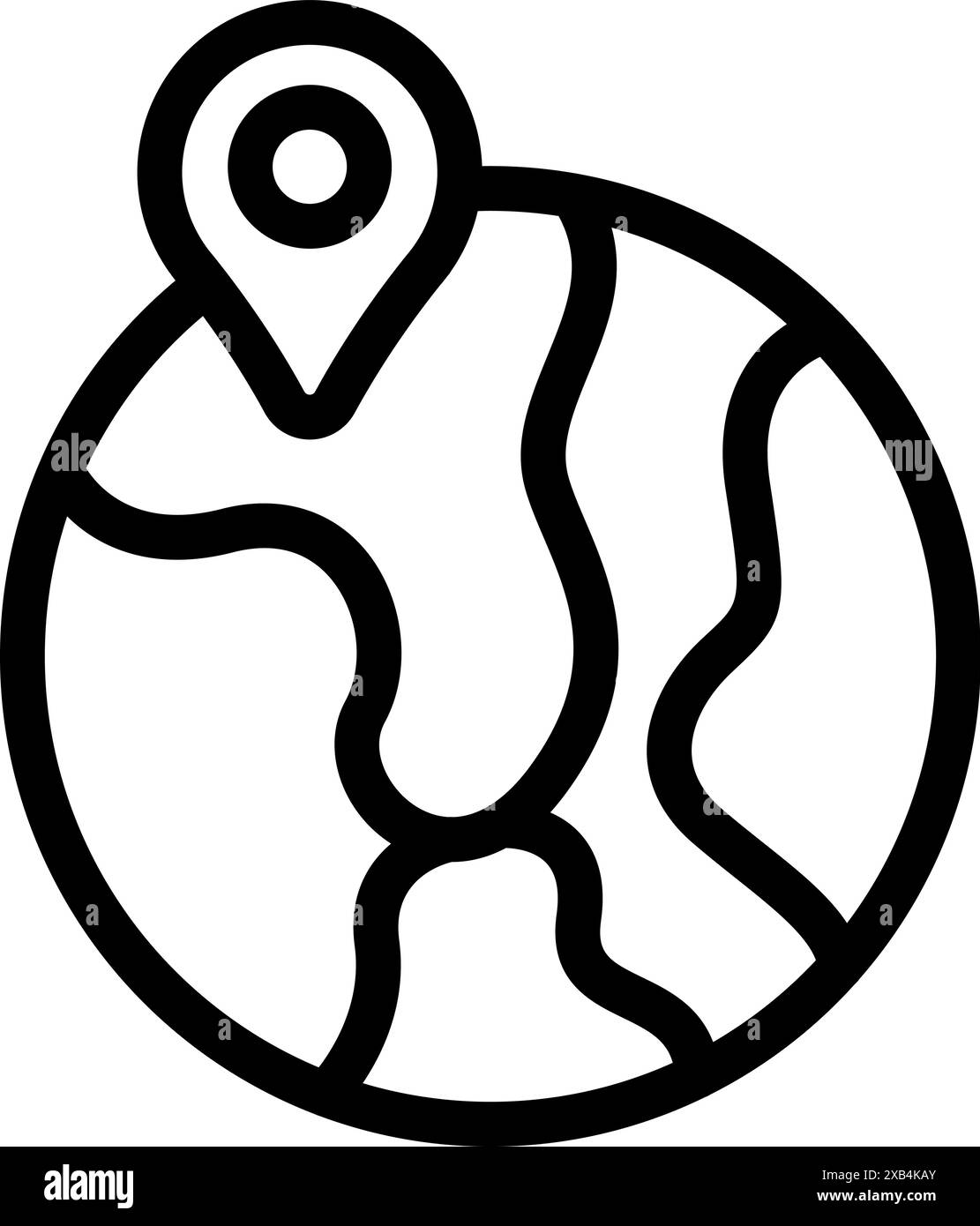 Simple icon of a location pin marking a spot on a globe, representing ...