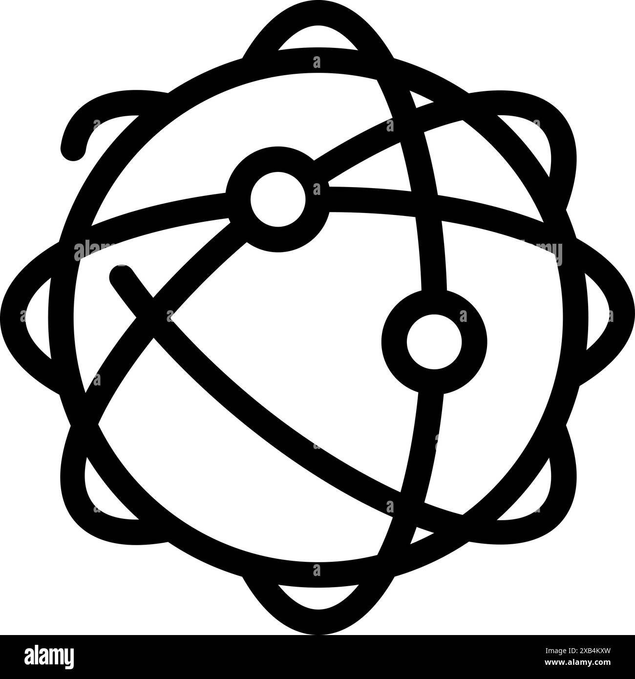 Simple line art icon of a globe with connecting dots, representing ...