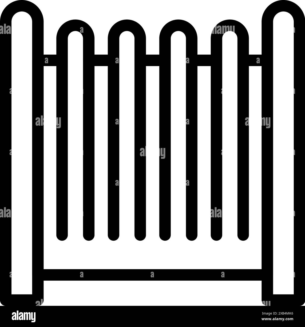Simple black and white icon style drawing of a wooden fence for a ...