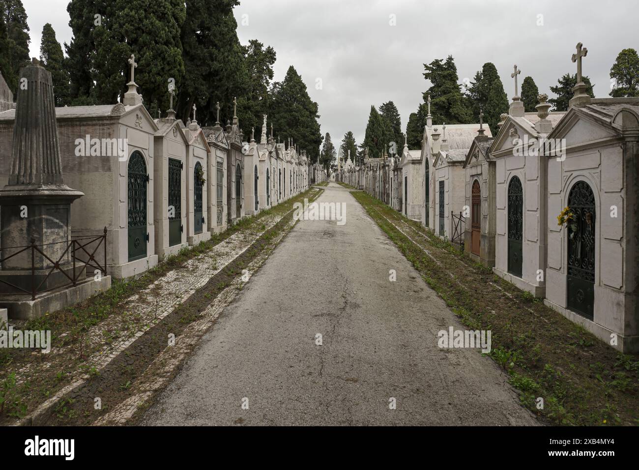 Mysterious old european cemetery street Stock Photo - Alamy