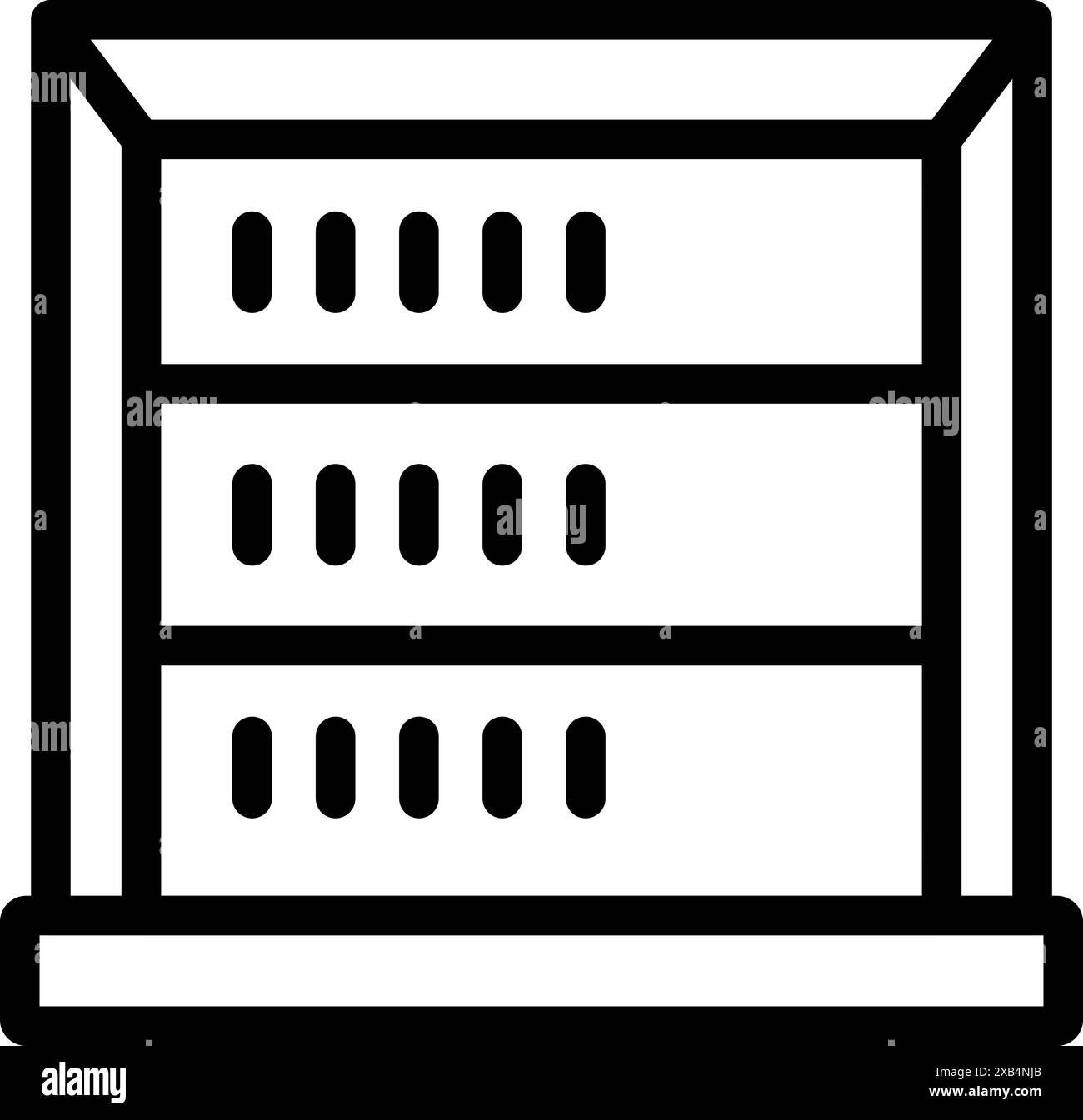 Line art icon of a server rack, symbolizing data storage and processing in a network ...