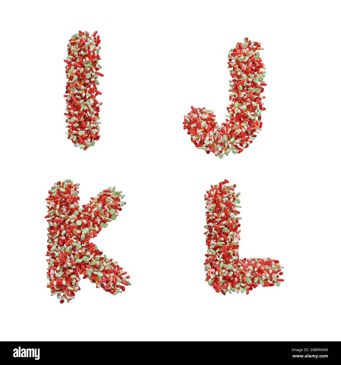 3d rendering of medical pill capital letter alphabet - letters I-L ...