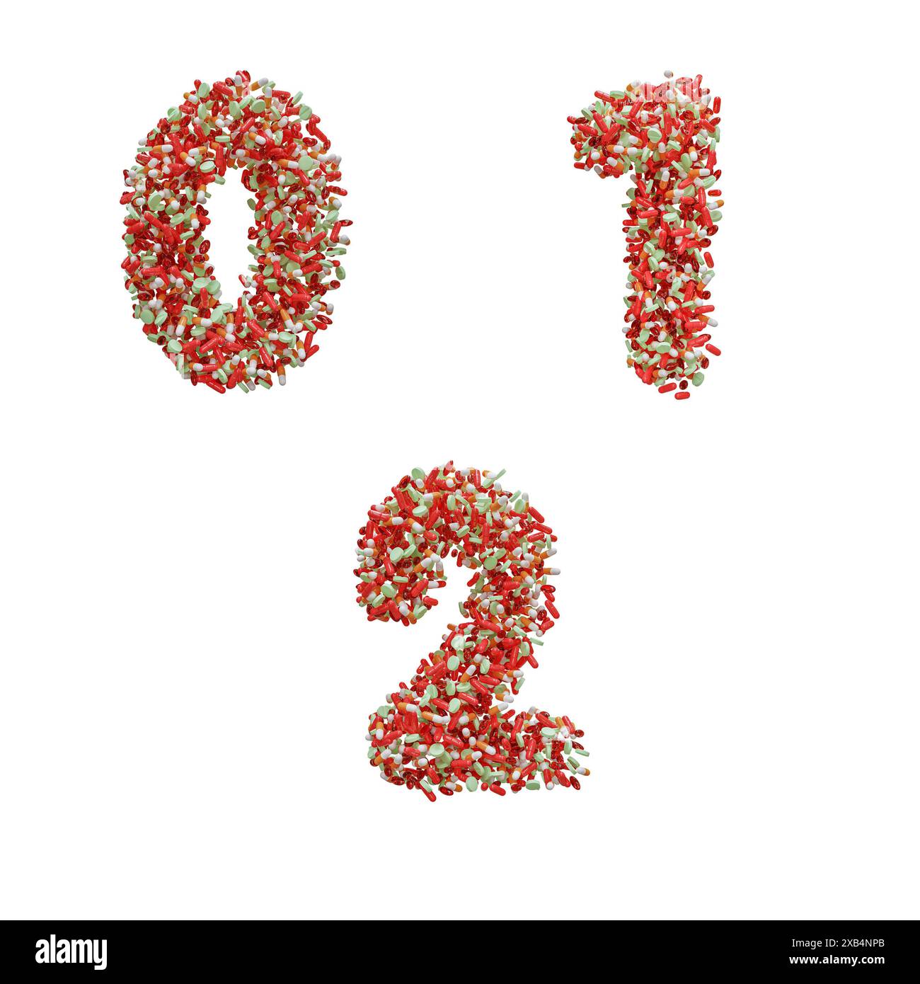 3d rendering of medical pill capital letter alphabet - digits 0-2 Stock ...