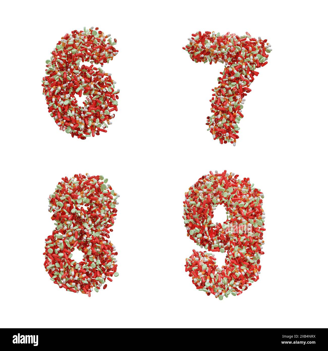 3d rendering of medical pill capital letter alphabet - digits 6-9 Stock ...