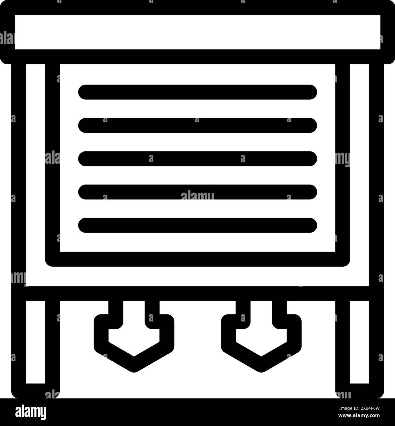 Two arrows pointing down to empty billboard with sliding slats for ...