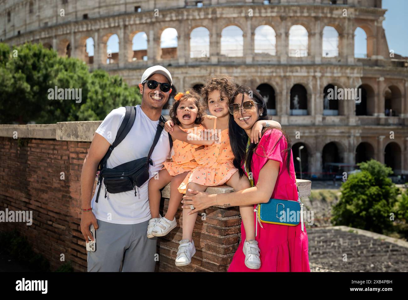 Rome, Italy - May 28, 2024: A tourist family with two young daughters ...