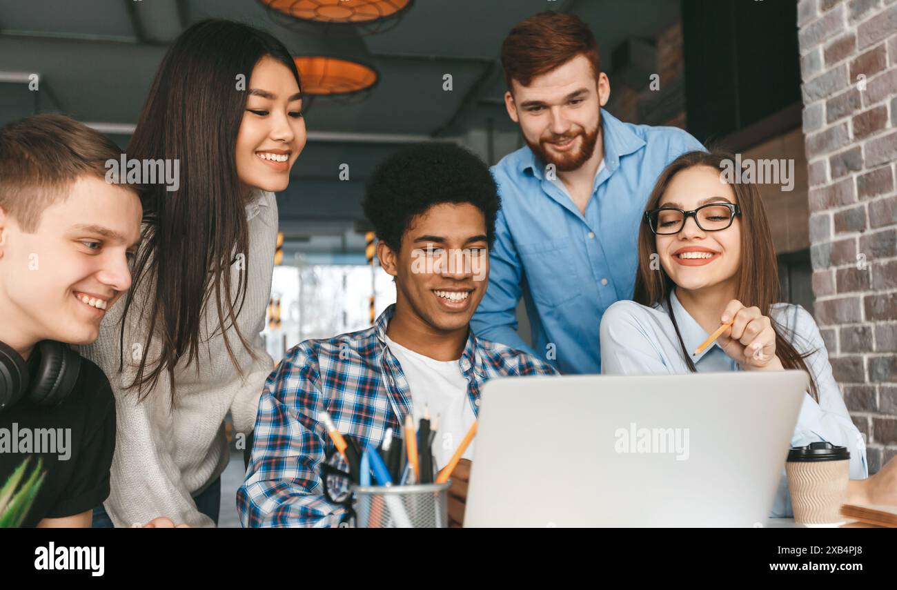 Business professionals collaborating shared workspace hi-res stock ...