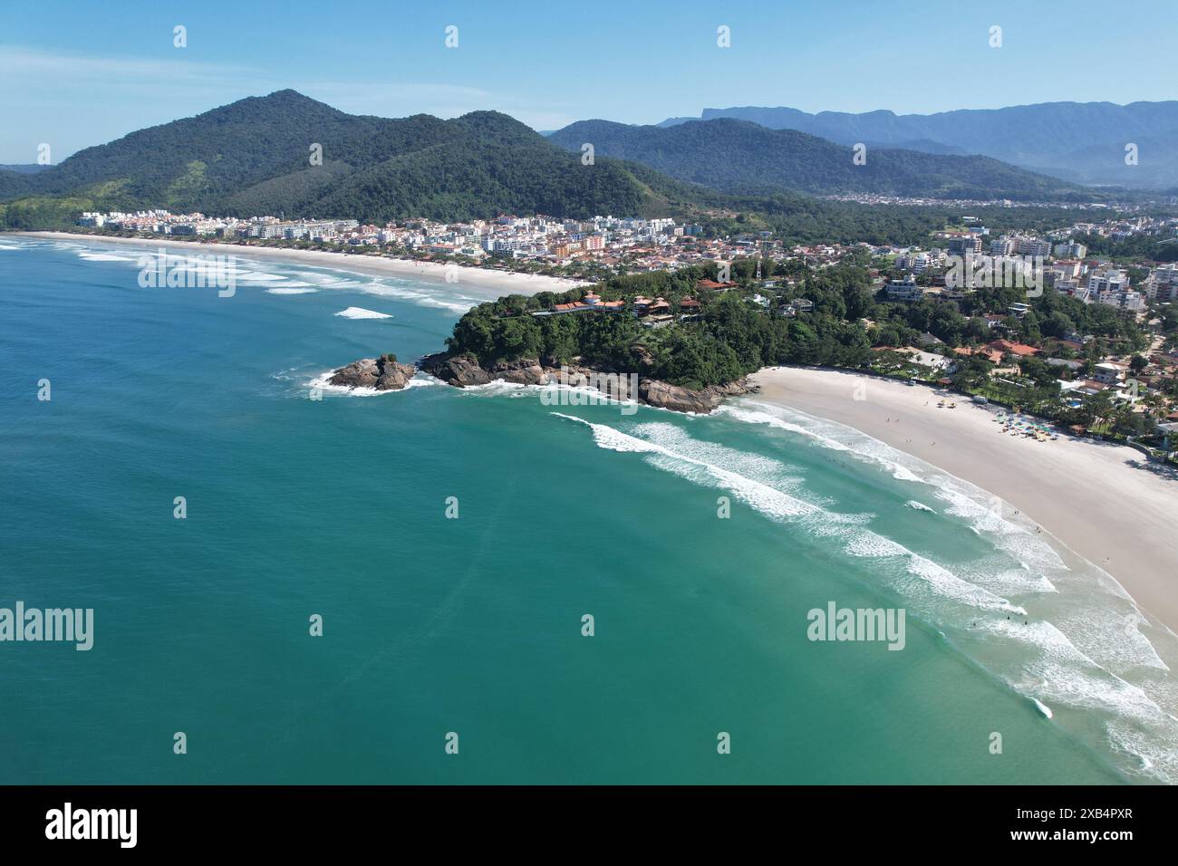 Aerial View of Praia Grande beach at Ubatuba, Sao Paulo, Brazil Stock ...