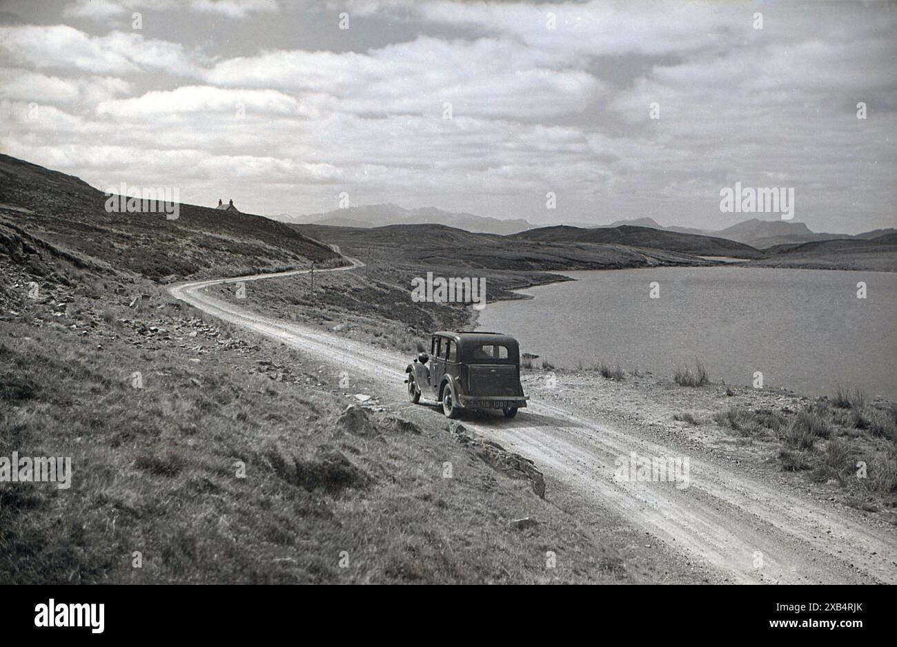 1950s, historical, touring the highlands & islands, motor car of the ...