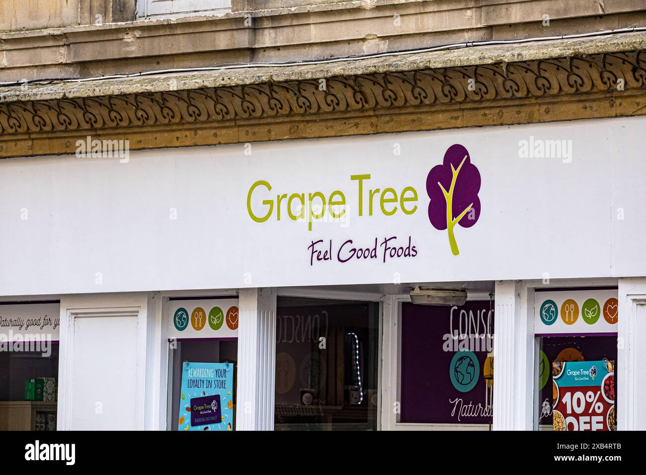 Signage, branding, logo and shopfront of Grape Tree Stock Photo - Alamy