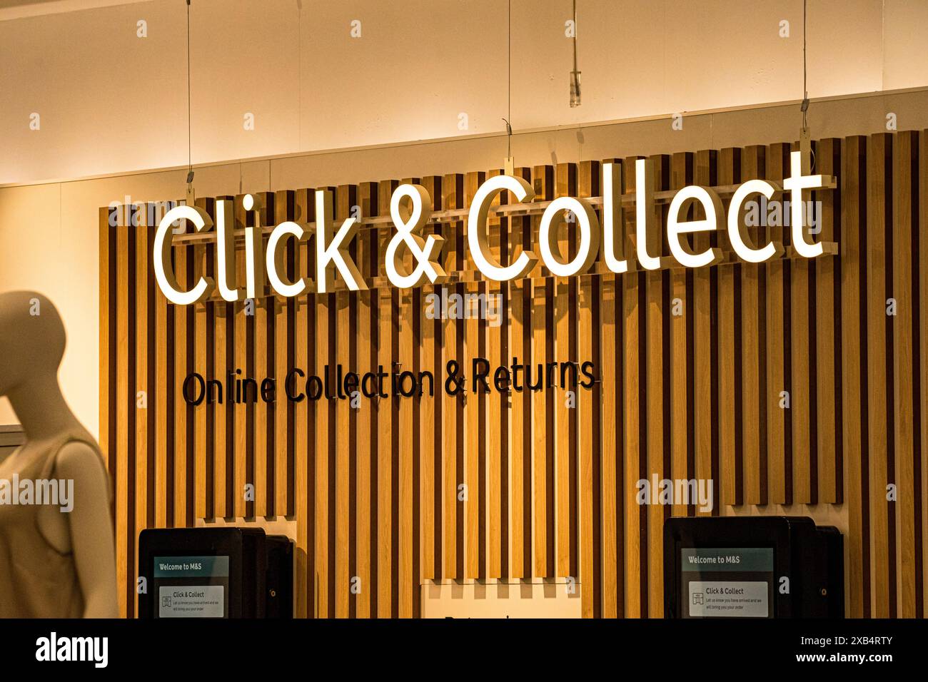Signage, branding, logo and Click and collect desk at M&S Marks and ...