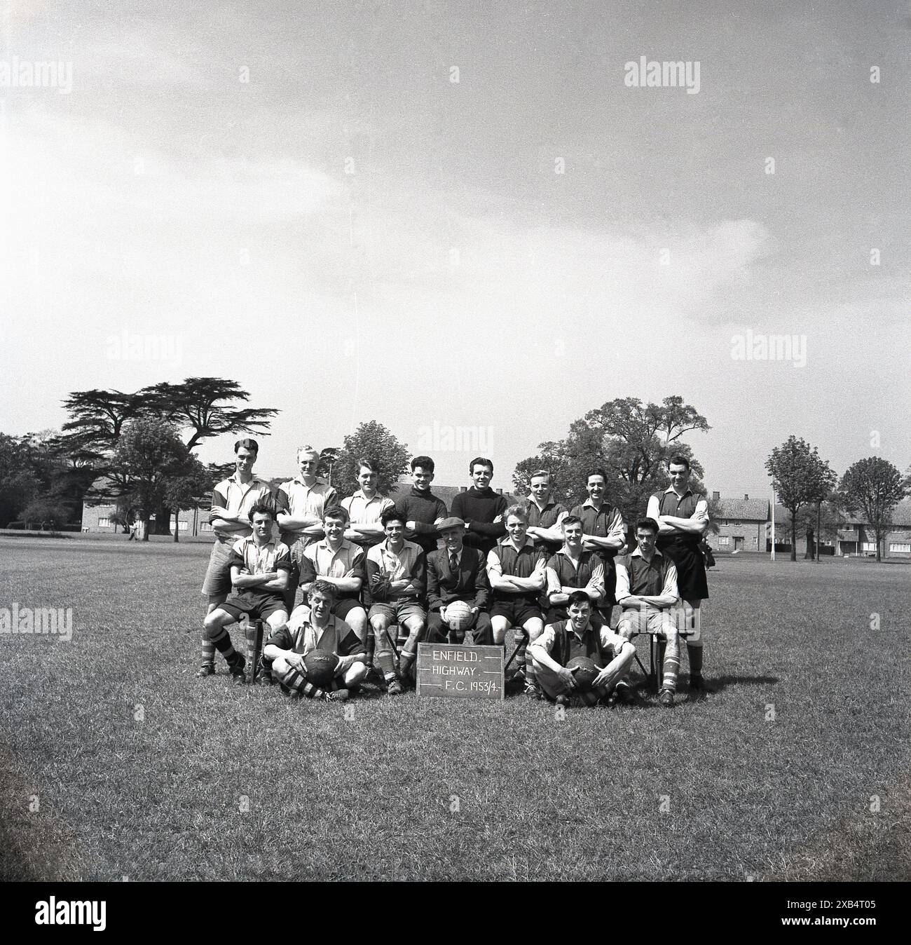 1953, historical, pre-season, training ground, group picture of Enfield ...