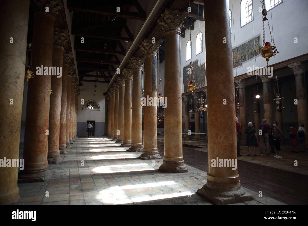 Carrara marble columns, mosaics on walls & chandeliers inside the ...