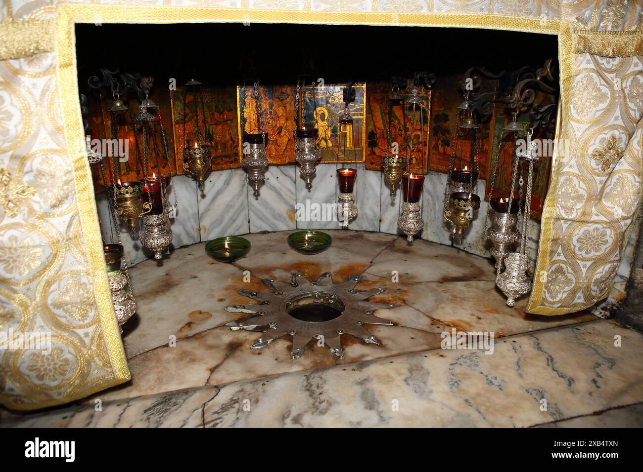 The Birth Place of Jesus Christ, the Star of Bethlehem and lanterns in ...