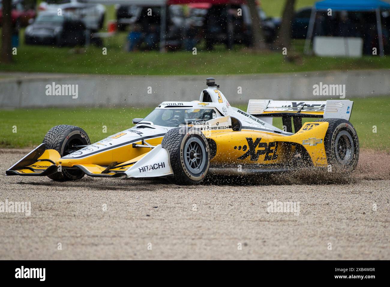 June 08, 2024: IndyCar #3 Scott McLaughlin driving his white and yellow ...