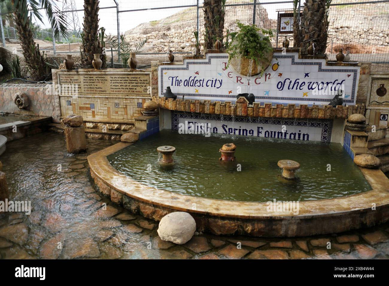 The fountain by the Biblical Elisha Spring or Ein Al Sultan in the ...