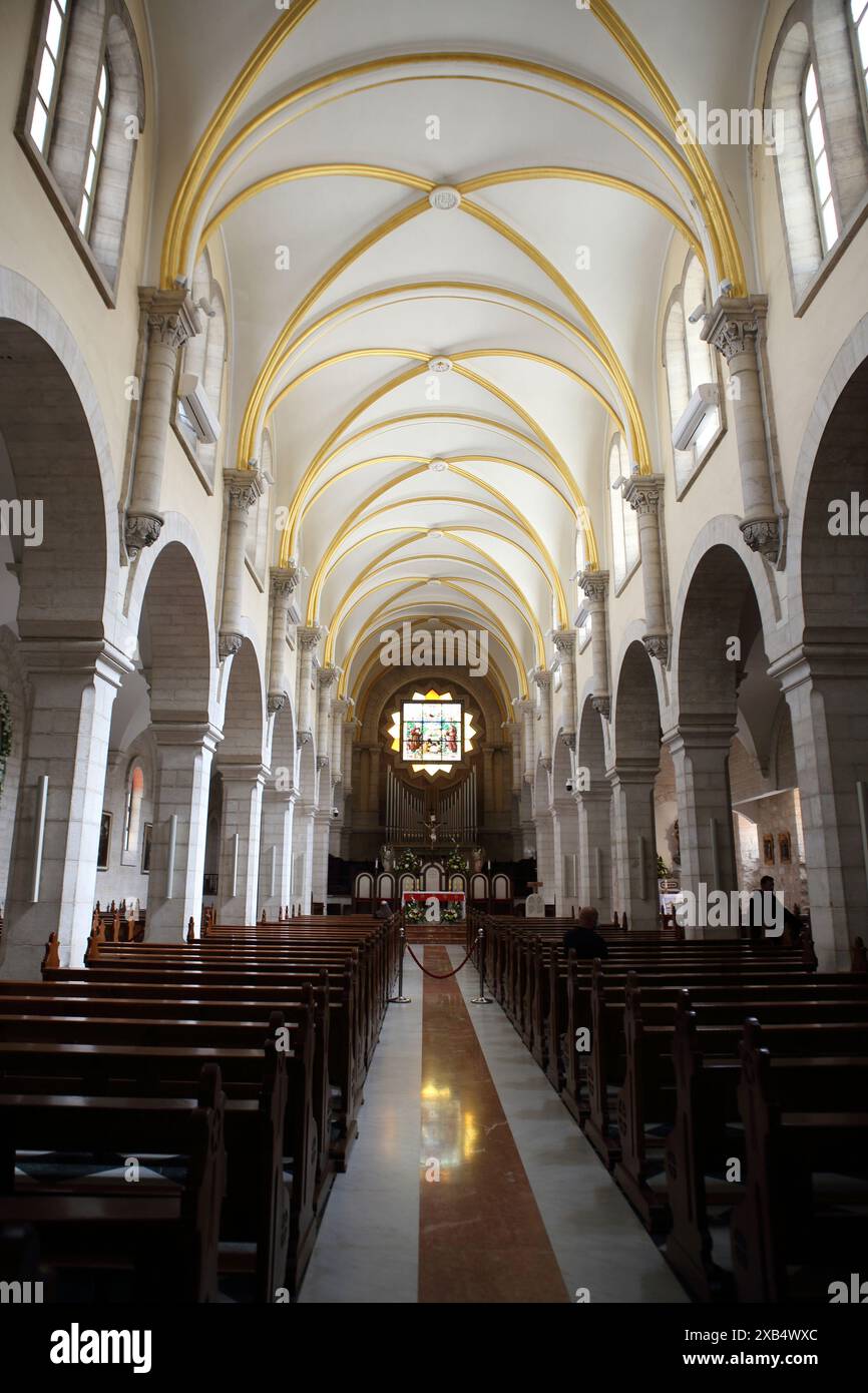 inside of Church of St. Catherine or Midnight Mass Church in Bethlehem ...