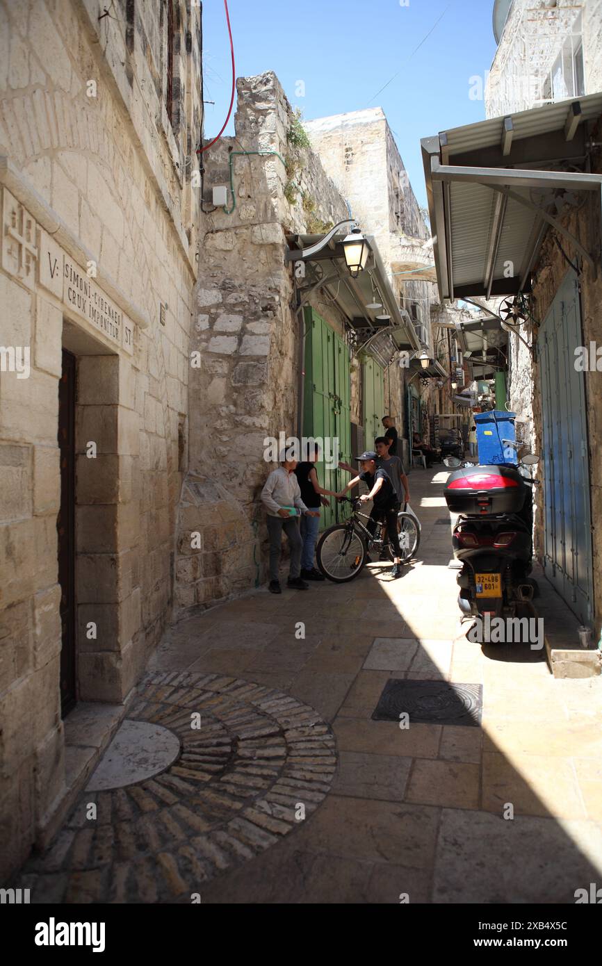 Via Dolorosa, 5th Station of the Cross, where Simon from Cyrene was ...