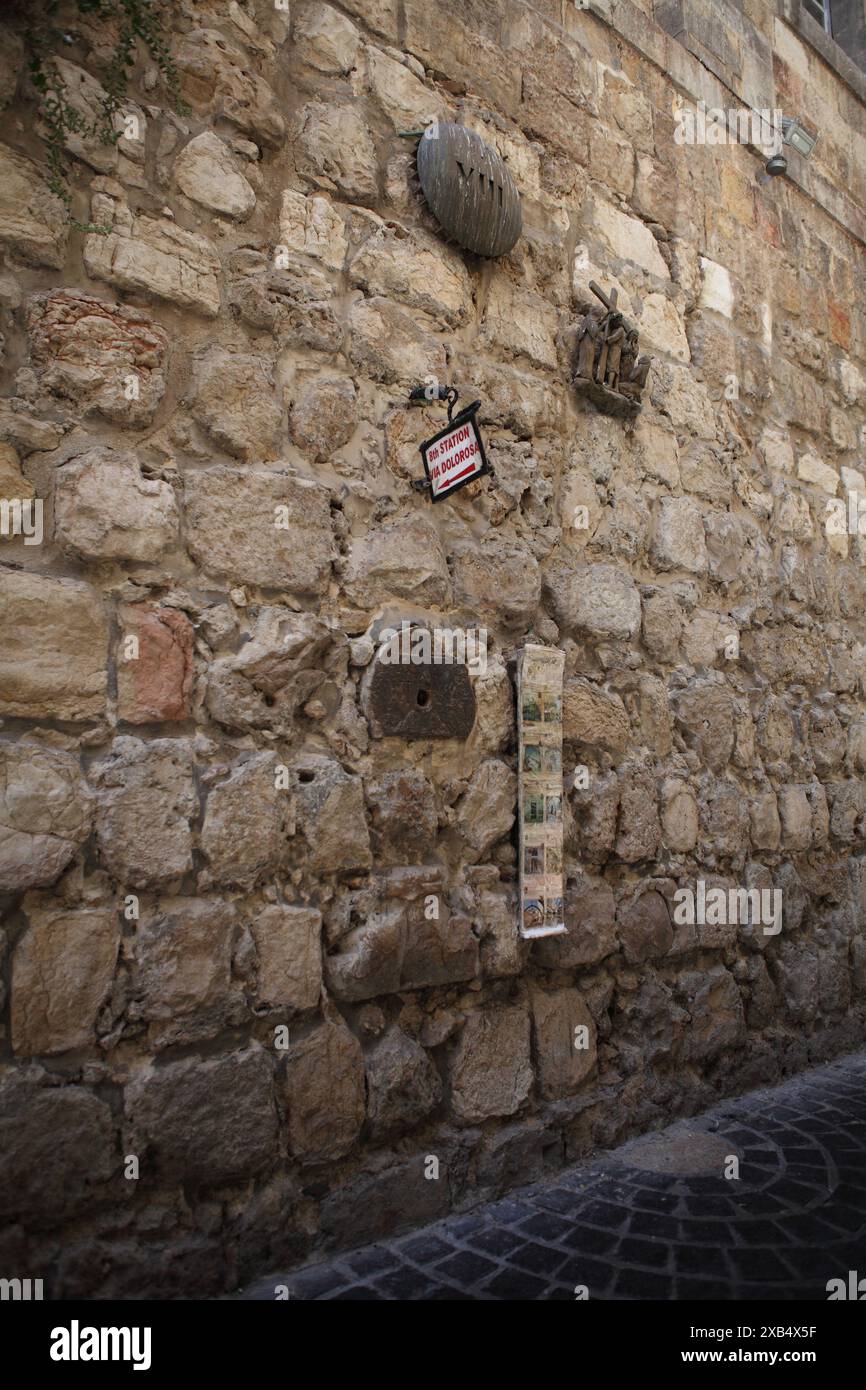 8th Station on the Via Dolorosa where Jesus Christ told Jerusalem women ...