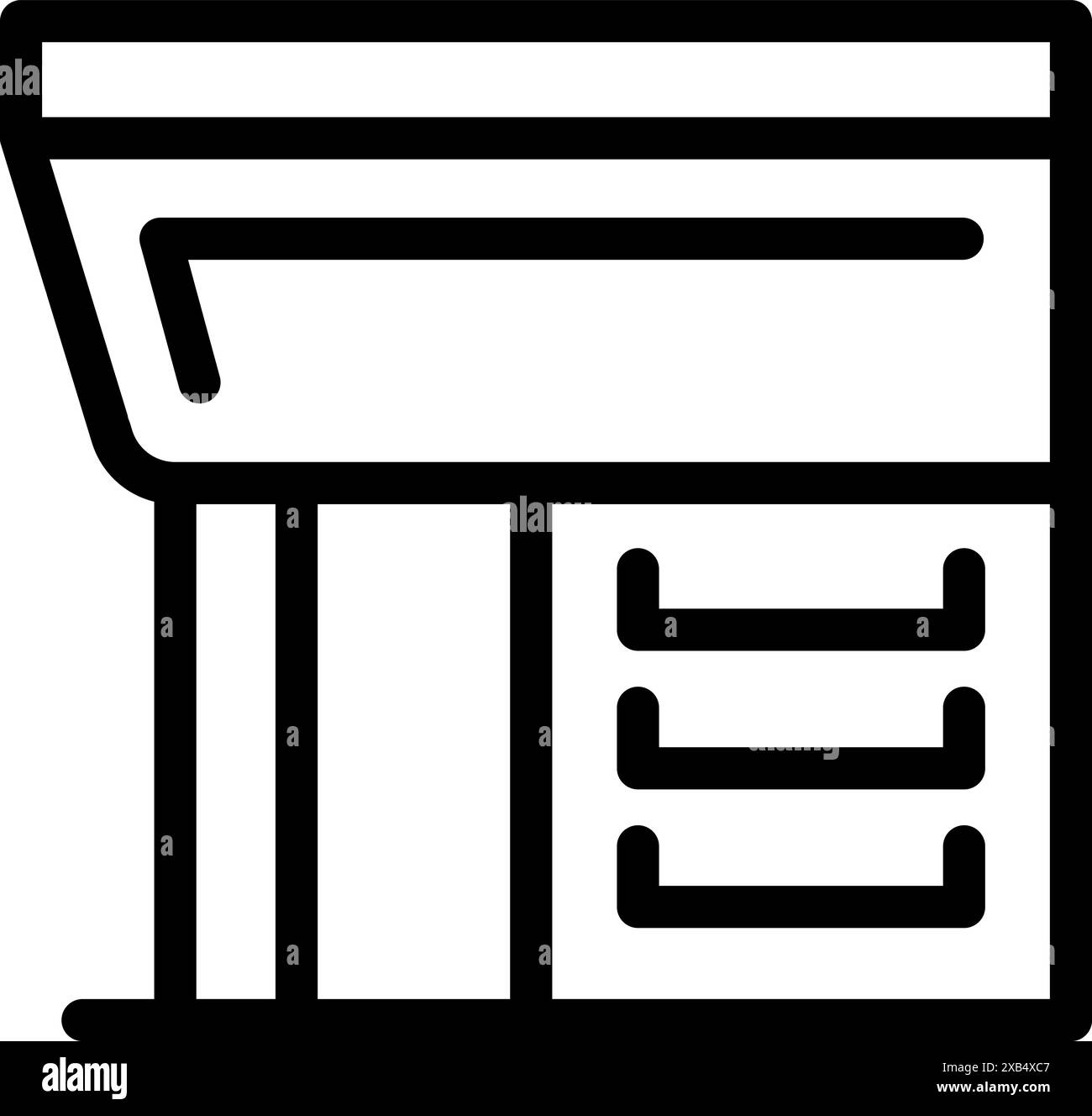 Simple line drawing of a bus stop with a roof and seats, perfect for ...