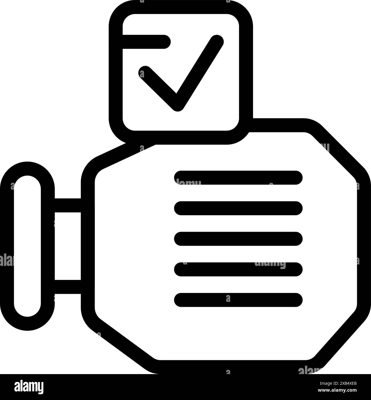 Line icon of an engine with a check mark, representing a successful ...