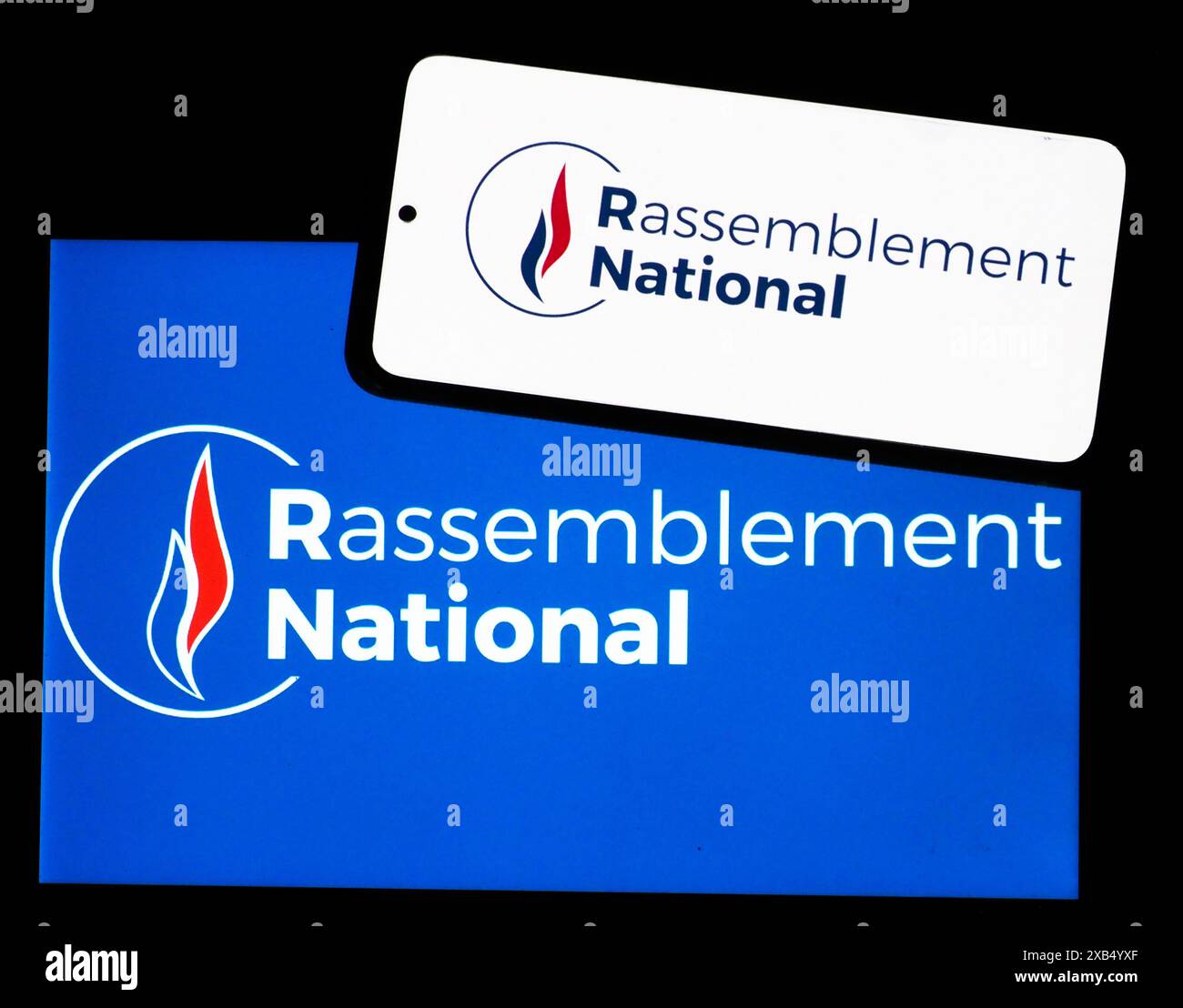 Ukraine - June 10, 2024: In this photo illustration, political party ...