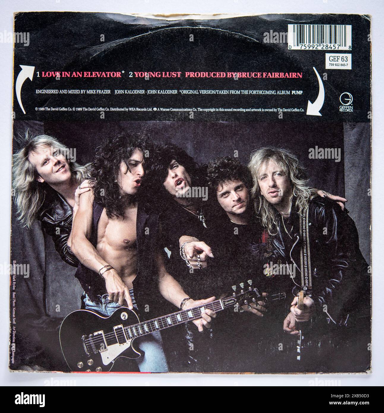 Back cover of the seven inch vinyl version of Love in an Elevator by ...