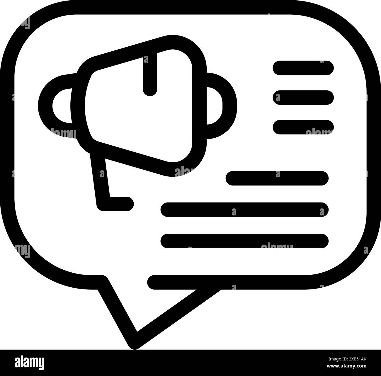 Black outline icon representing a marketing campaign announcing an ...