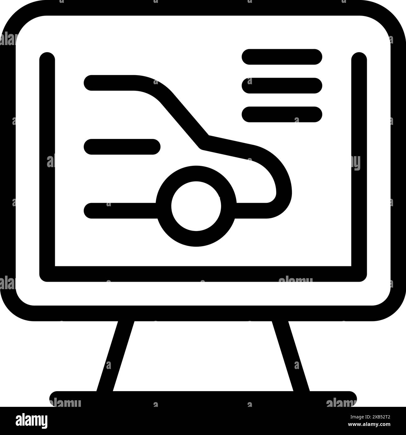 Businessman presenting new electric car model using computer software ...