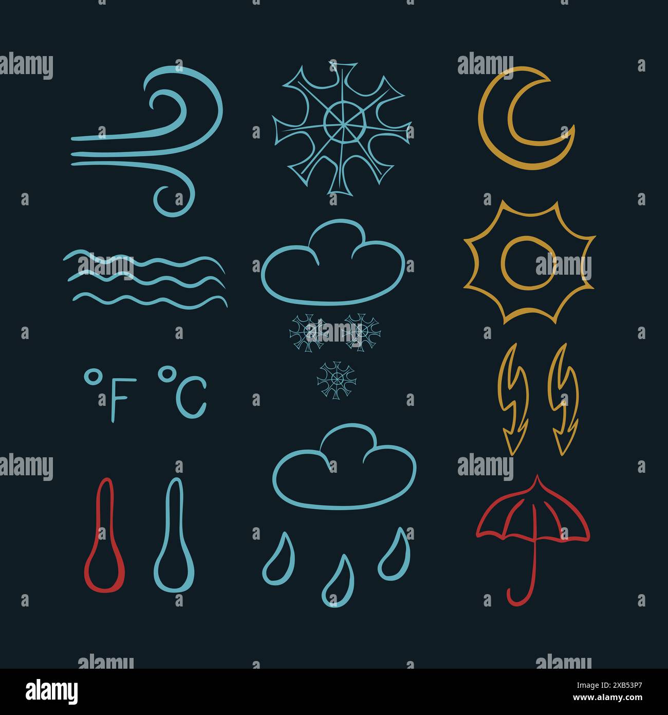 Set of symbols for weather forecast Stock Vector Image & Art - Alamy